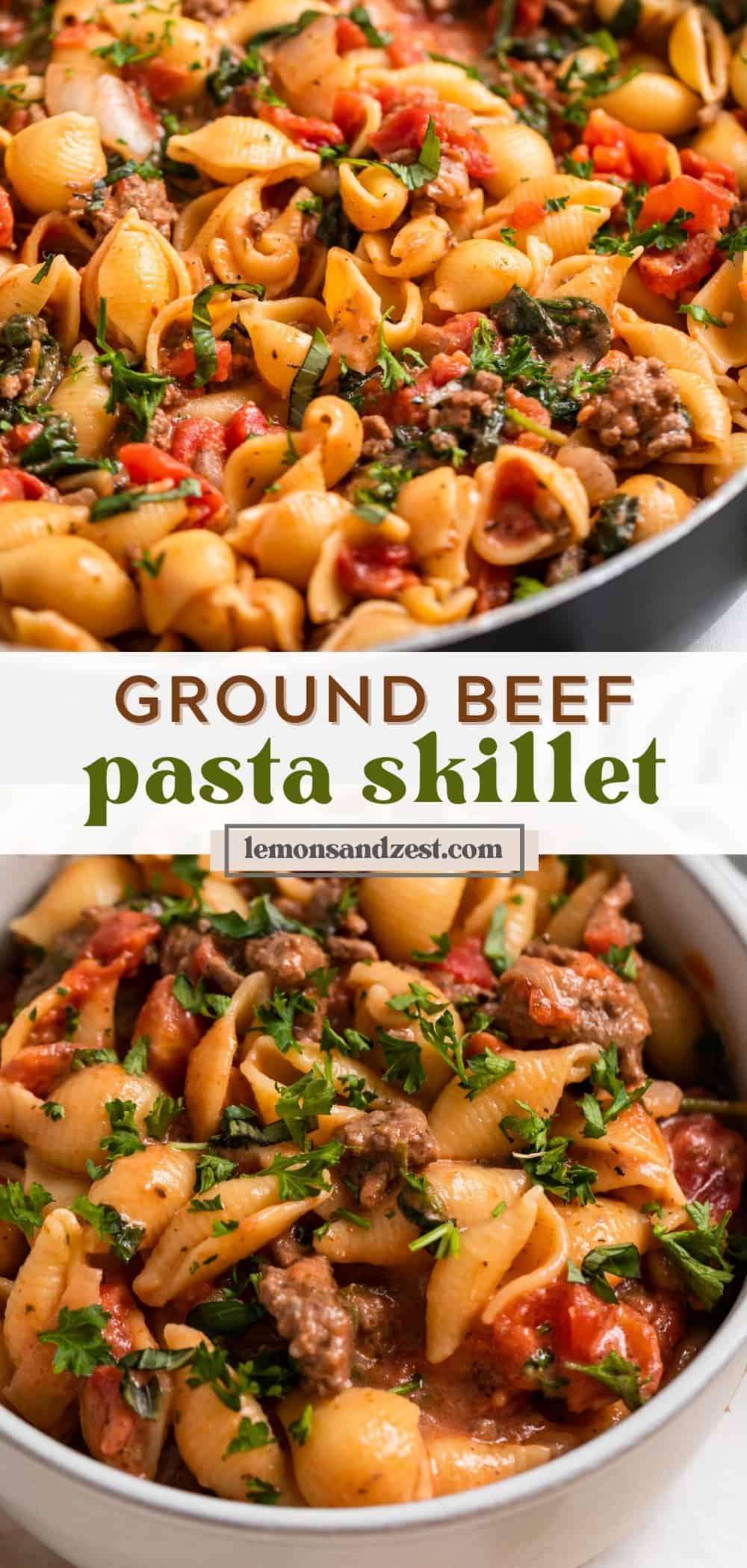 Simple Ground Beef Pasta Skillet Recipe | Lemons & Zest