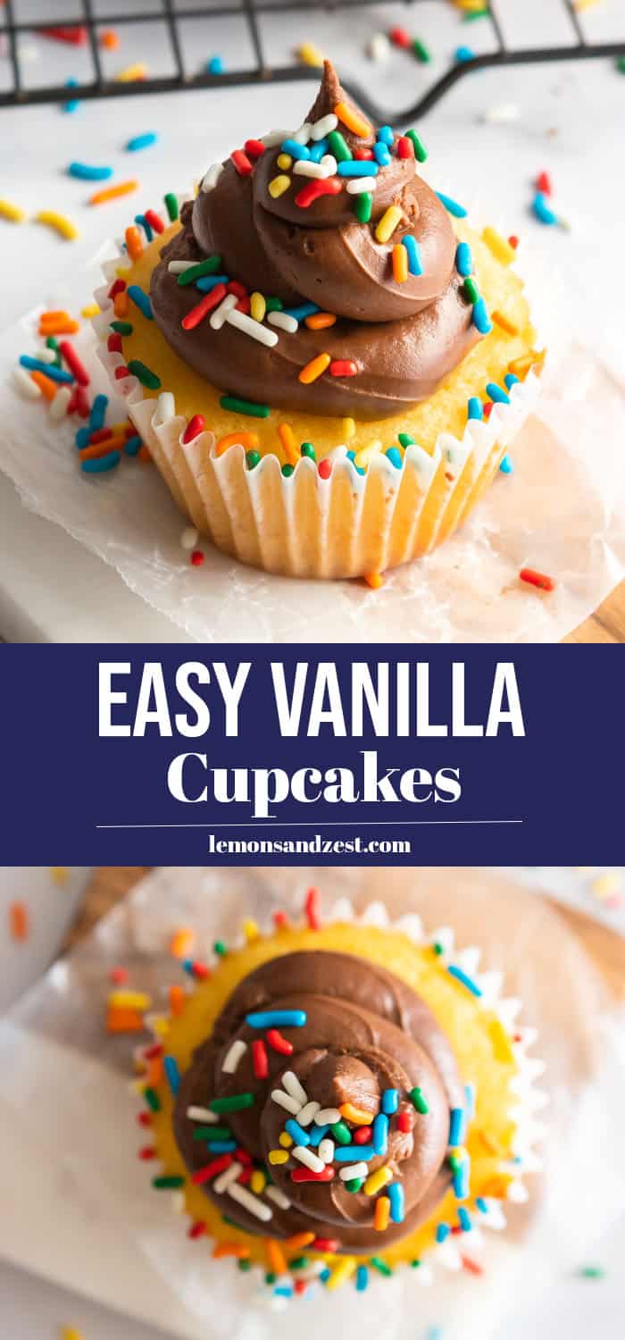Easy Vanilla Cupcakes with Chocolate Buttercream Icing | Lemons & Zest