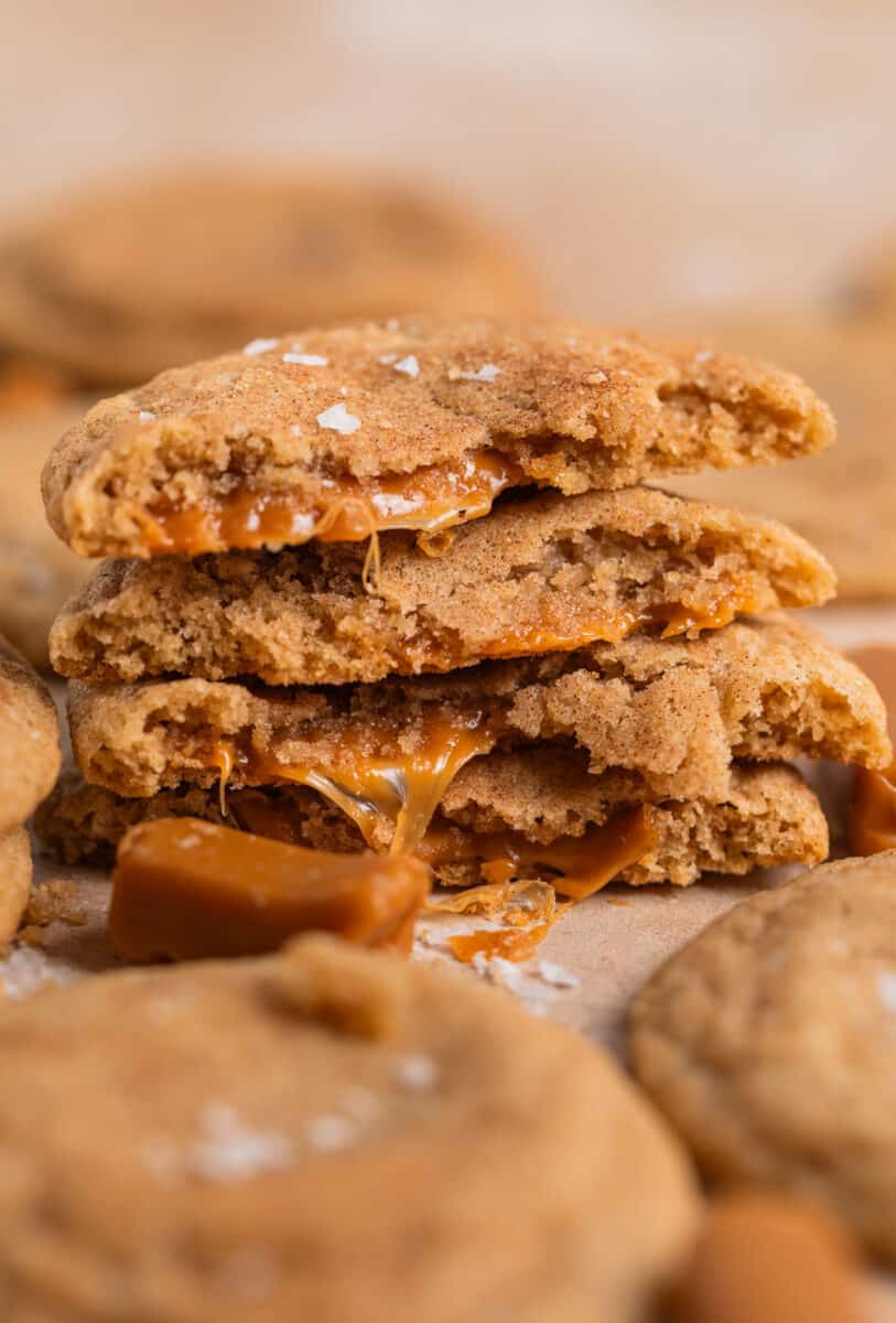 Easy Caramel Stuffed Snickerdoodles Cookie Recipe | Lemons & Zest