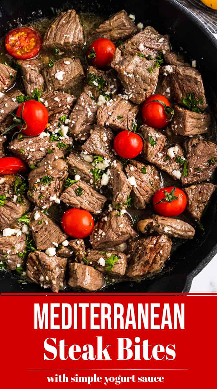 Mediterranean Steak Bites Recipe with Yogurt Sauce | Lemons & Zest