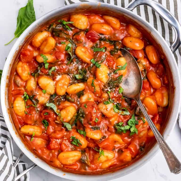15 Minute Tomato Basil Gnocchi | Lemons + Zest