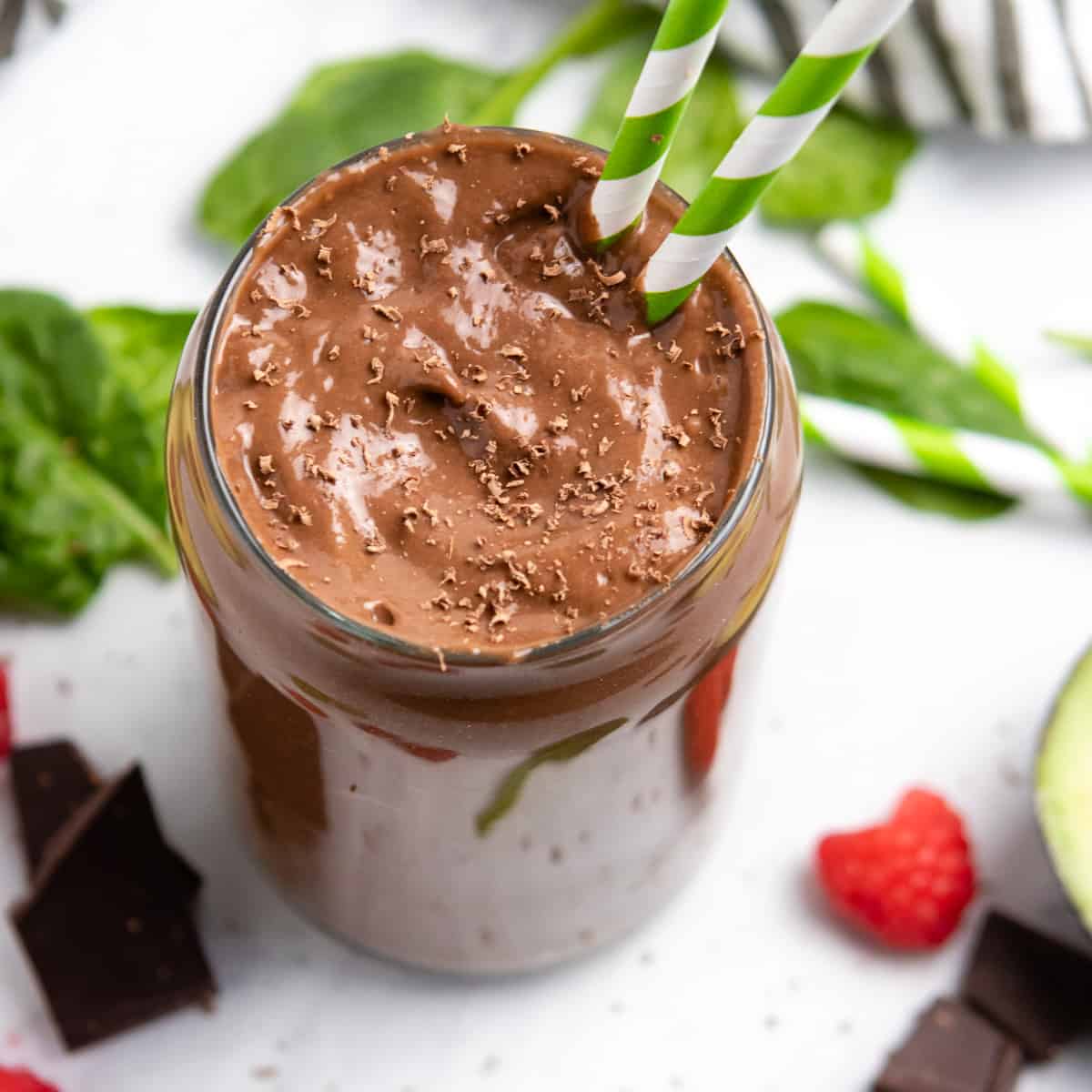Chocolate Raspberry Smoothie with Avocado | Lemons & Zest