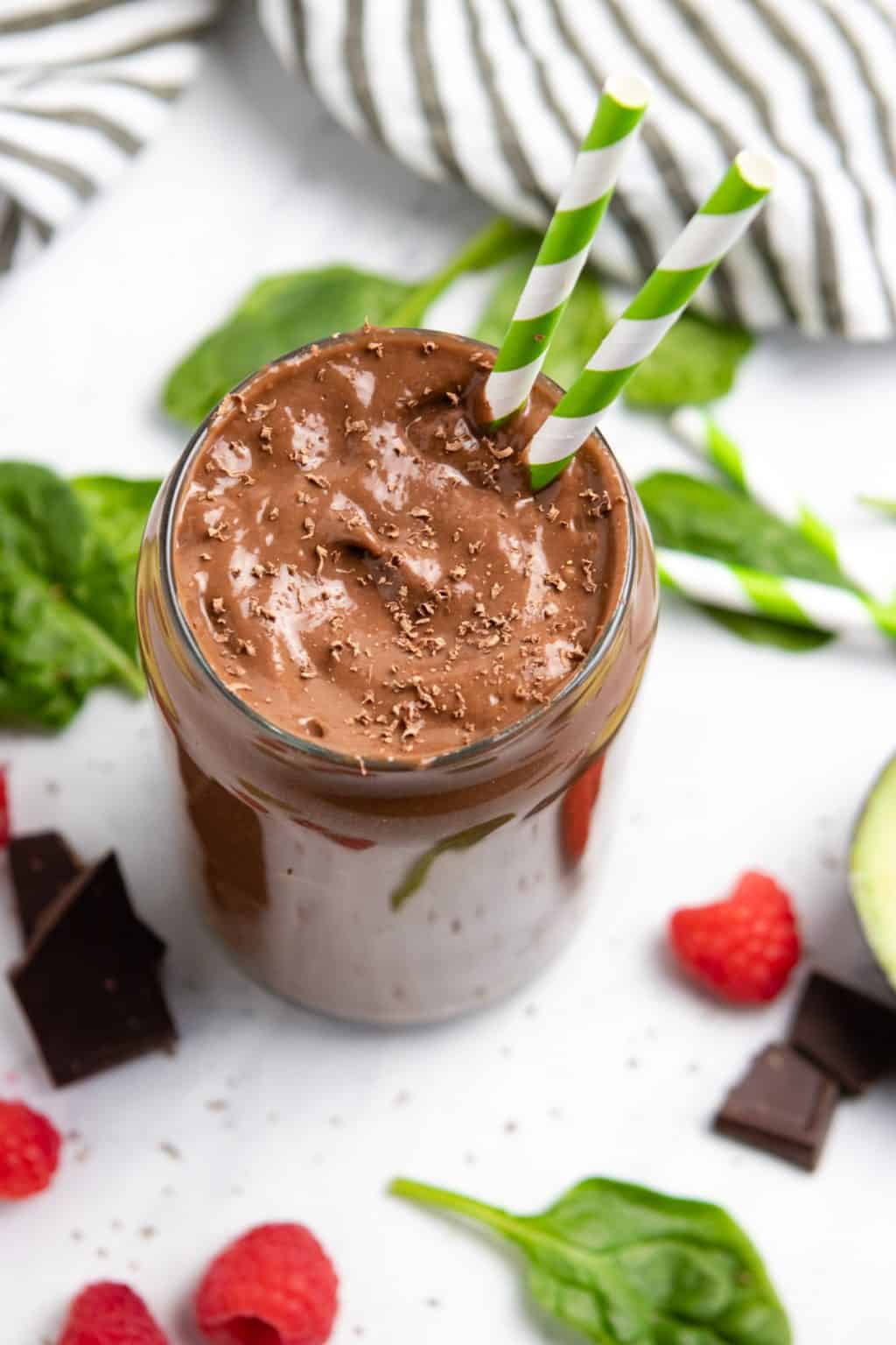 Chocolate Raspberry Smoothie with Avocado | Lemons & Zest