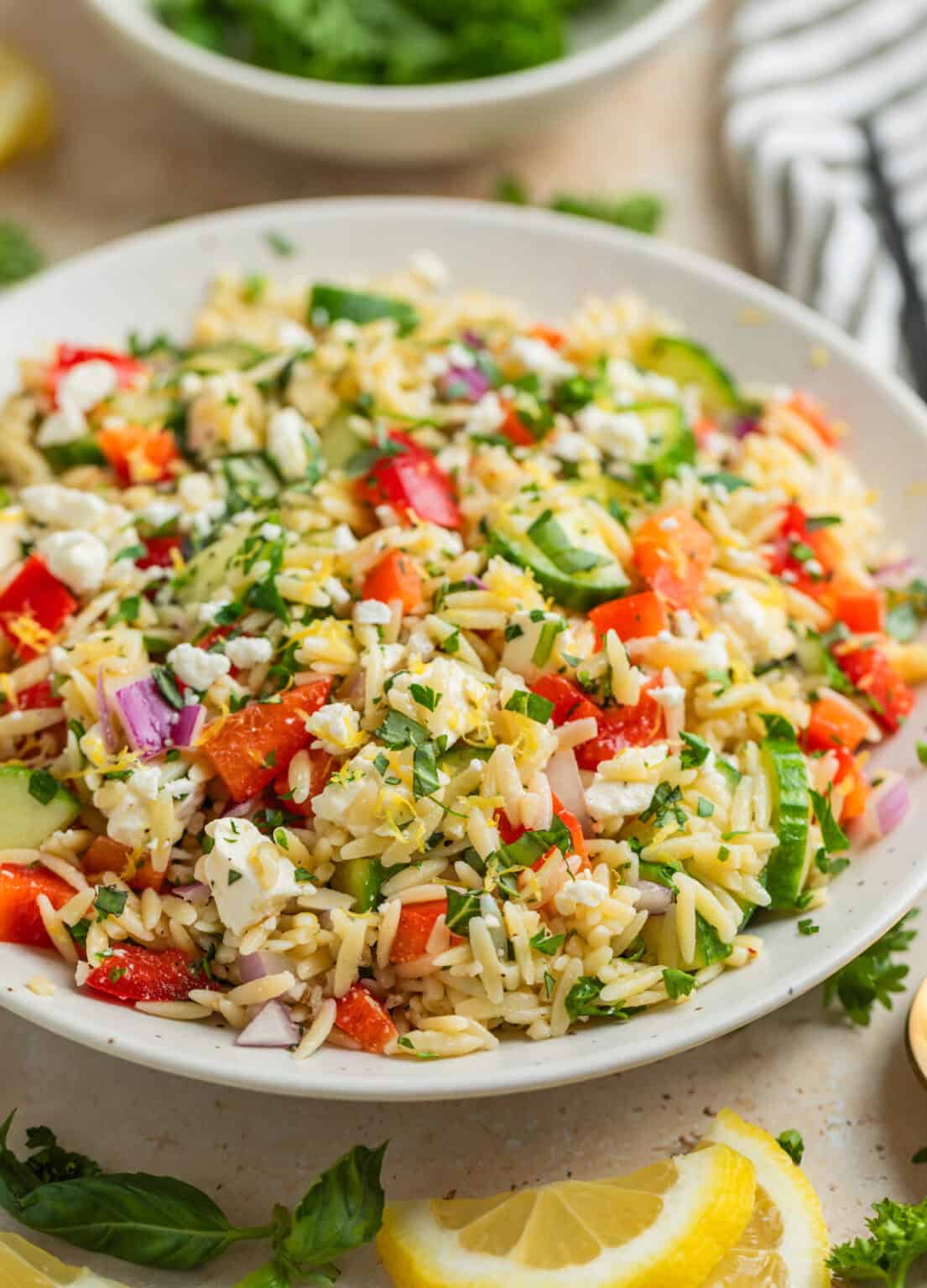 Easy Lemon Orzo Salad With Feta | Lemons & Zest