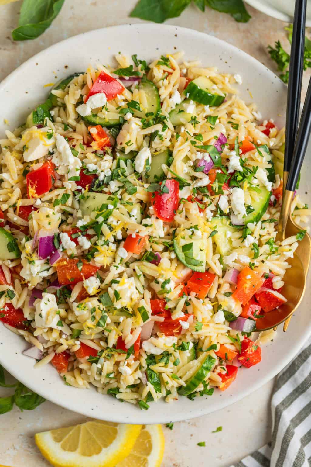 Easy Lemon Orzo Salad With Feta | Lemons & Zest