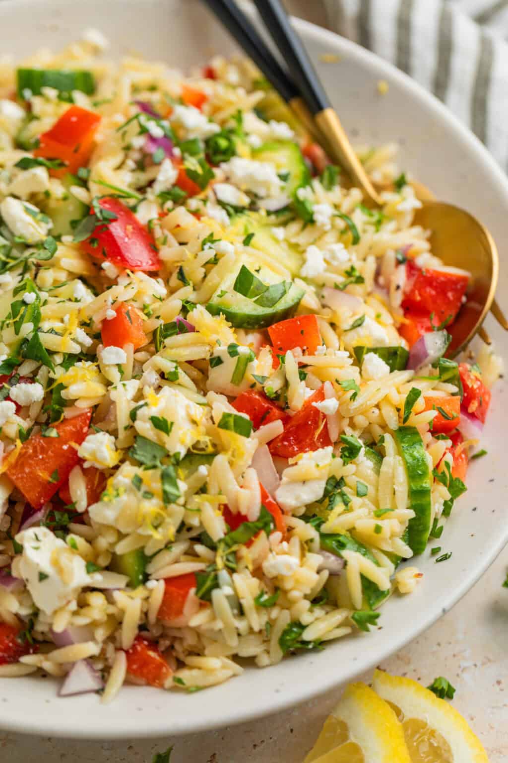 Easy Lemon Orzo Salad With Feta | Lemons & Zest