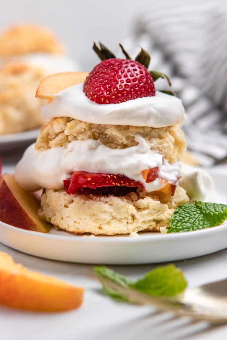 Easy Strawberry Peach Shortcake with Buttermilk Biscuits | Lemons + Zest