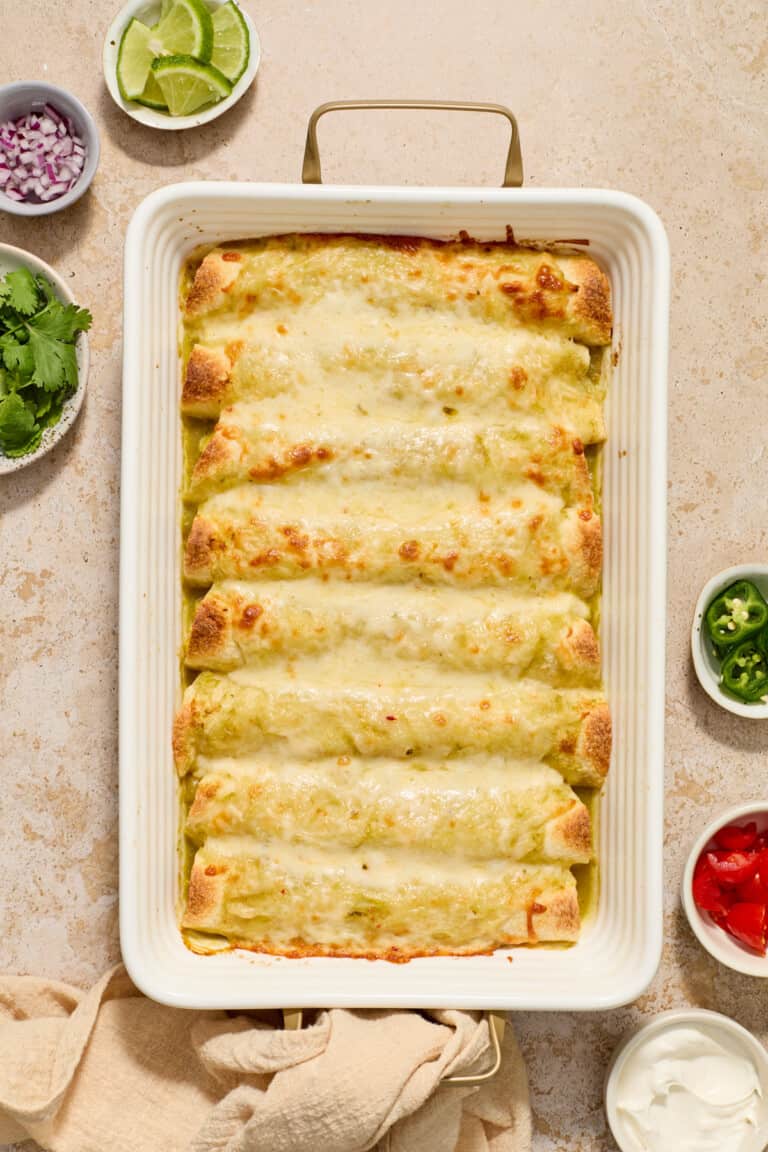 Easy Green Chicken Enchiladas Recipe | Lemons & Zest