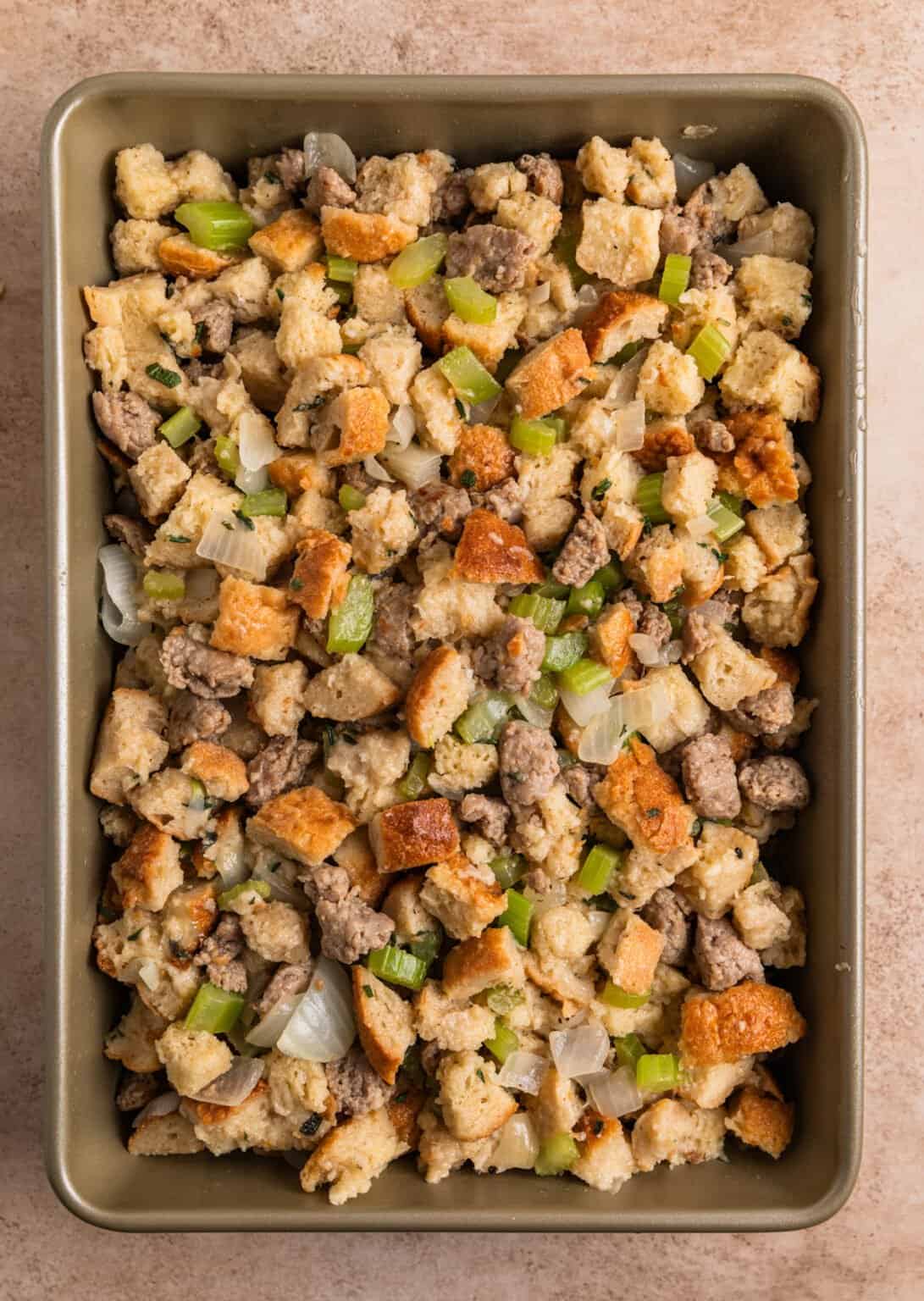 Easy Turkey Sausage Stuffing Recipe - Classic Thanksgiving Dish | Lemons & Zest