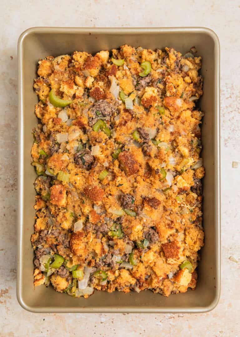 Simple Beef and Cornbread Stuffing | Lemons & Zest