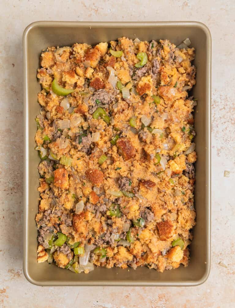 Simple Beef and Cornbread Stuffing | Lemons & Zest