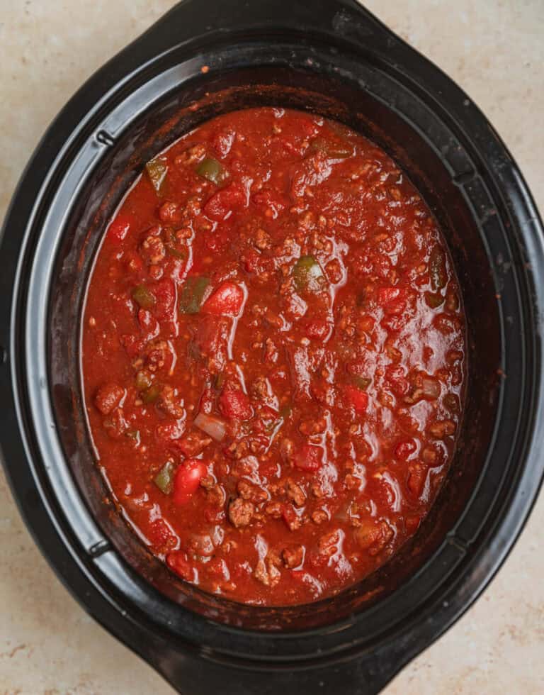 Simple Slow Cooker Chili Recipe (No Beans) | Lemons & Zest
