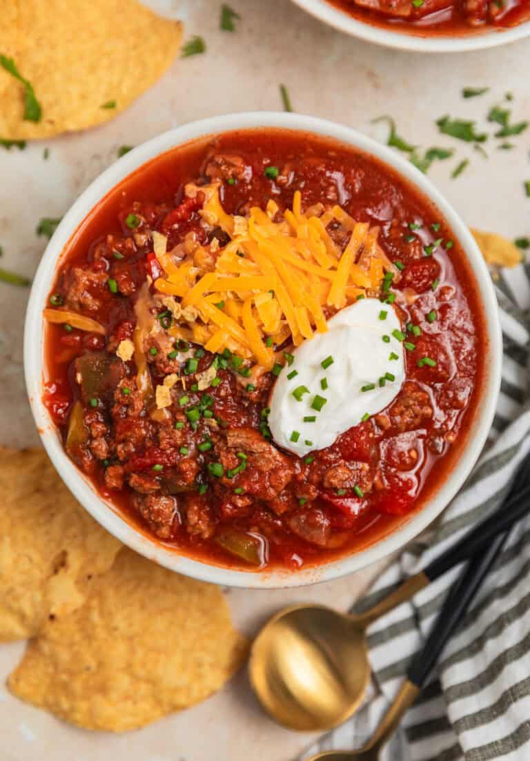 Simple Slow Cooker Chili Recipe (No Beans) | Lemons & Zest