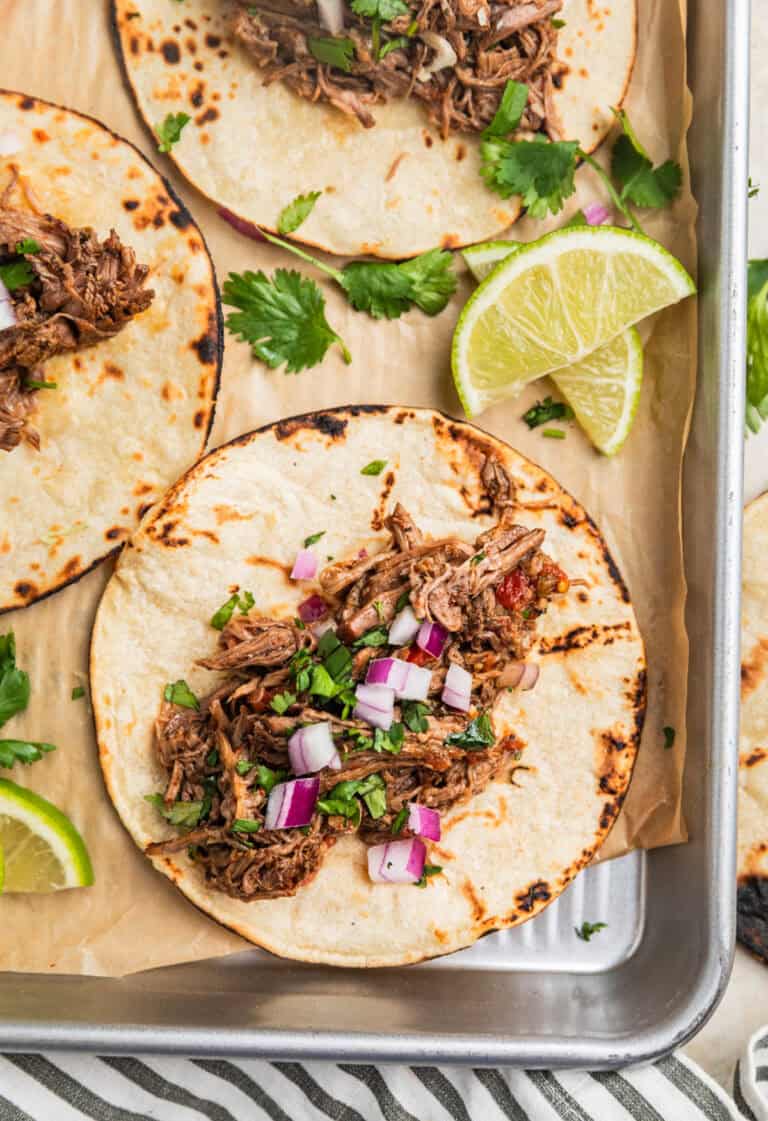 Slow Cooker Shredded Beef Tacos | Lemons & Zest