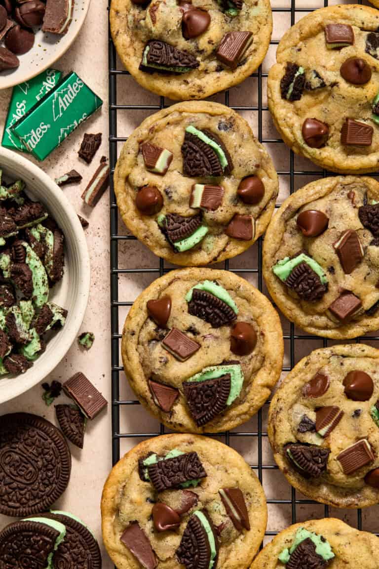 Loaded Mint Chocolate Chip Cookies | Lemons & Zest